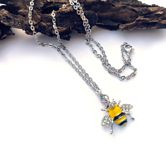 Bumble Bee Necklace Bee Charm Necklace Bee Necklace Insect - Etsy
