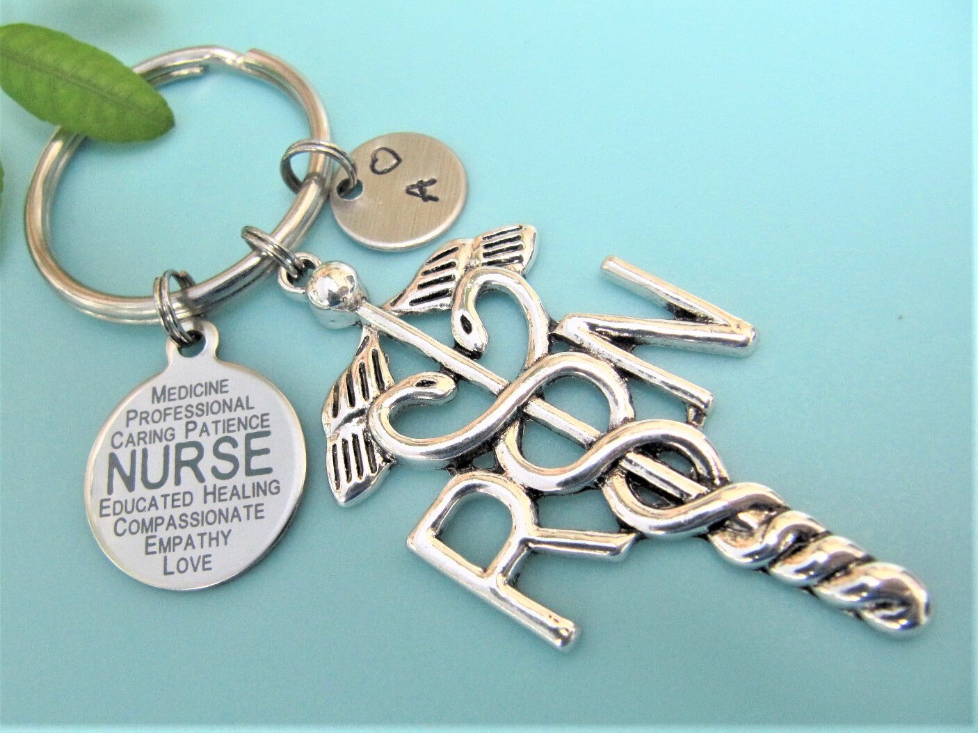 Personalized rn keychain Nurse Keychain RN keyring RN | Etsy