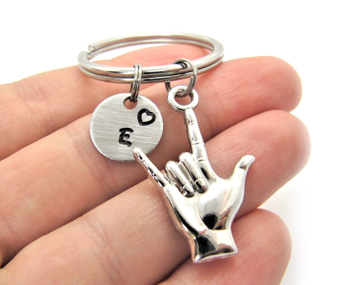 Personalized ASL Keychain, I Love You Keyring, American Sign Language ...
