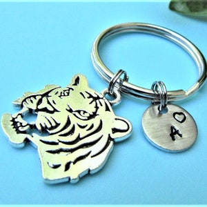 Personalized Tiger Keychain, Tiger Keyring, Animal Keychain, Tiger ...