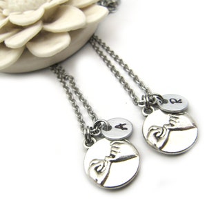 Set of 2 Personalized Pinky Promise Necklace, Silver Pinky Swear ...