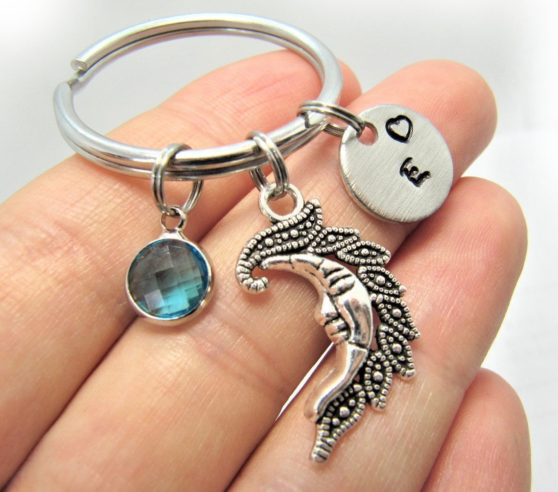 Personalized Moon Keychain Crescent Moon Keychain Moon | Etsy