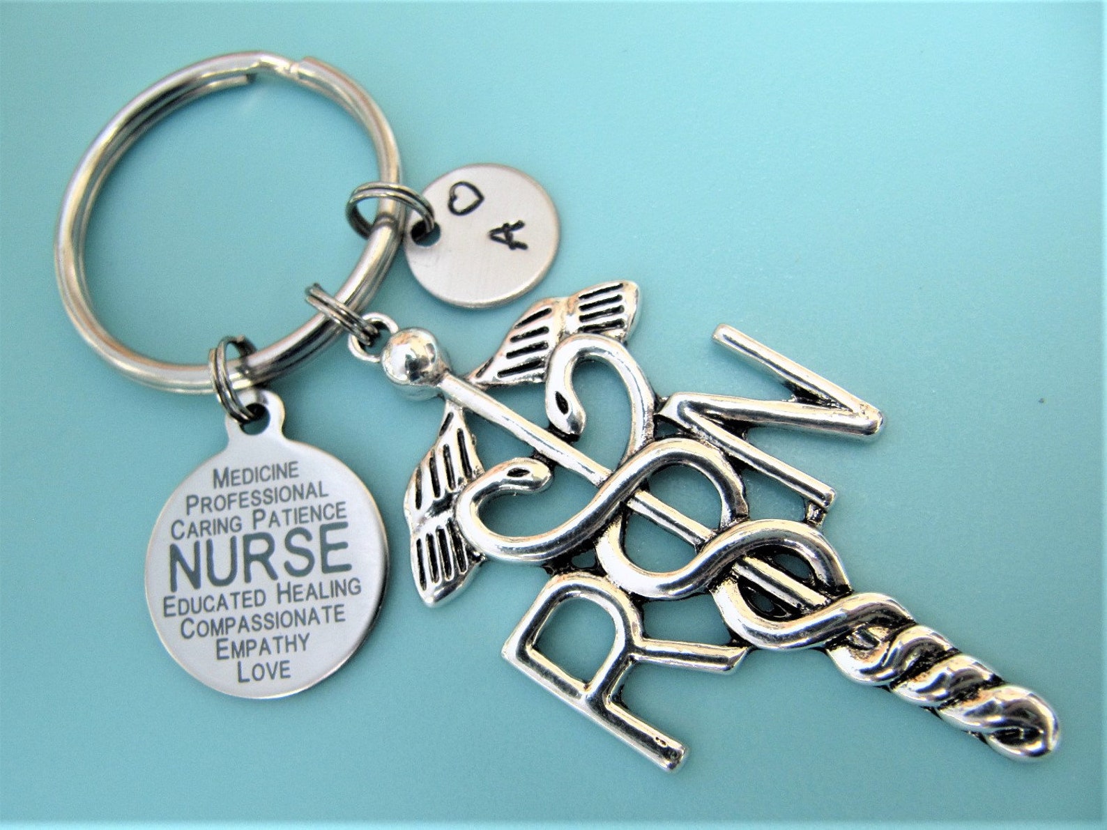 Personalized rn keychain Nurse Keychain RN keyring RN | Etsy