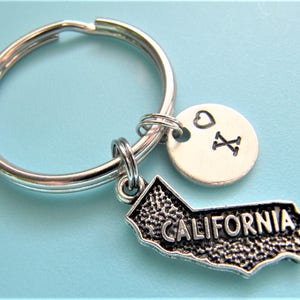 California Keychain, California Charm Keyring, Initial Keychain ...
