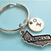 California Keychain, California Charm Keyring, Initial Keychain ...