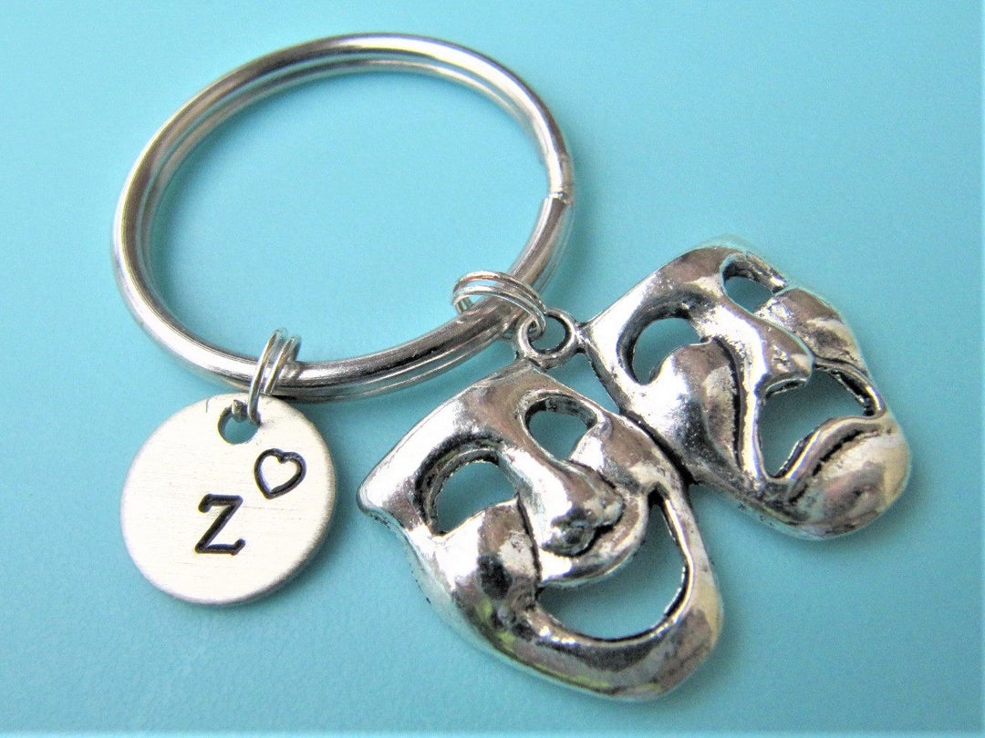 Comedy Tragedy Charm Keychain, Comedy Mask Keychain, Tragedy Mask ...