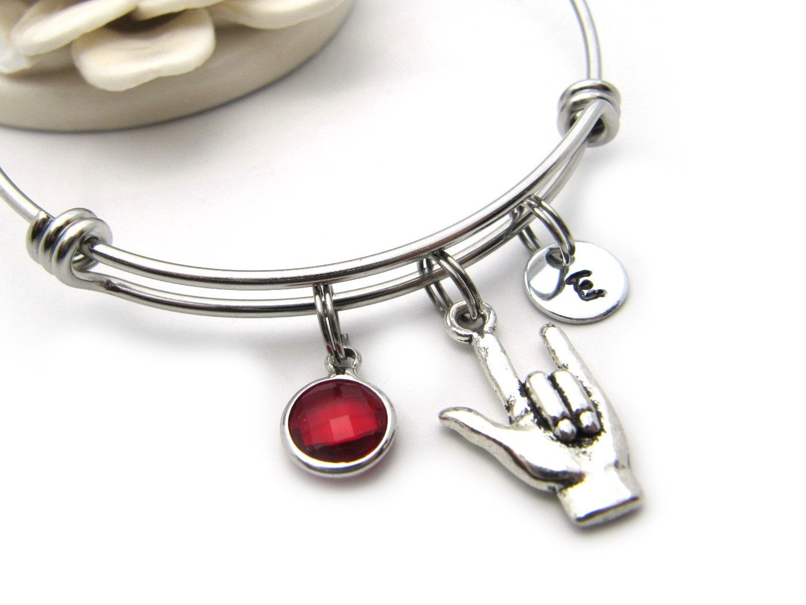 Personalized ASL Bracelet I Love You Sign Language Bracelet - Etsy UK