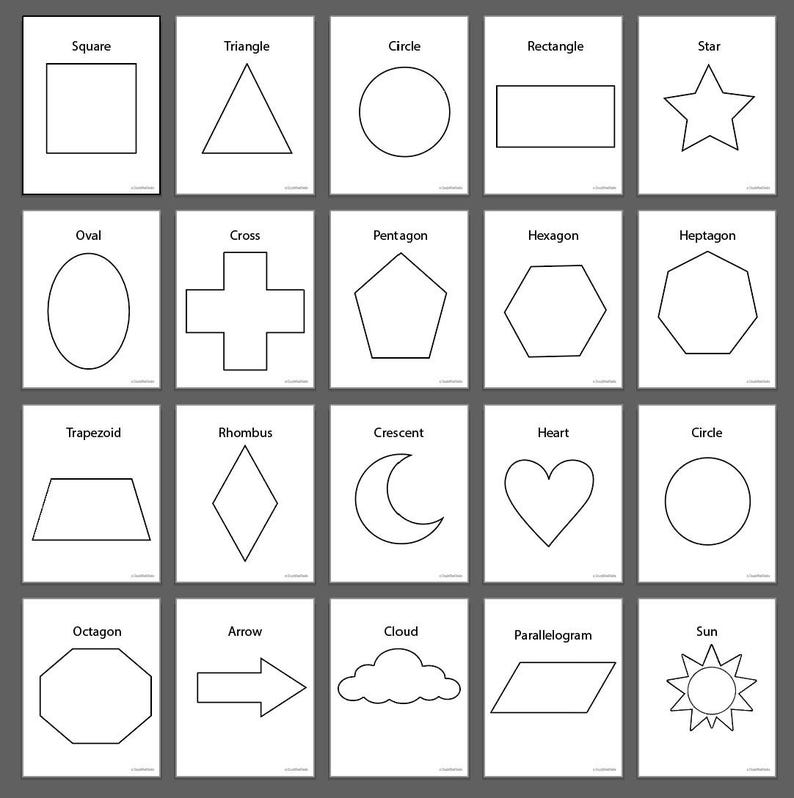 Basic Shape Coloring Pages for Kids | Shape Practice Worksheets | 20 ...