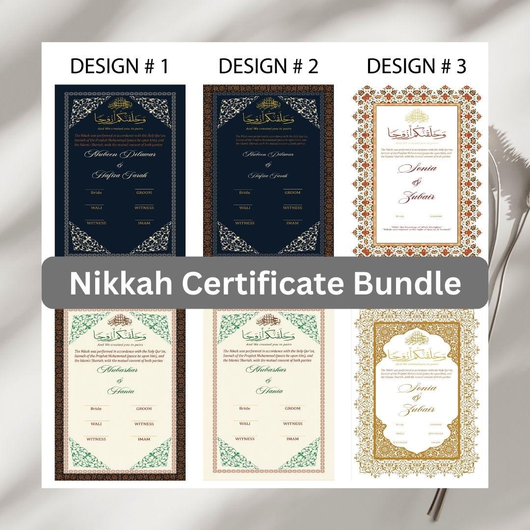 15+ Islamic Nikah Certificate Templates Bundle– Printable Islamic ...