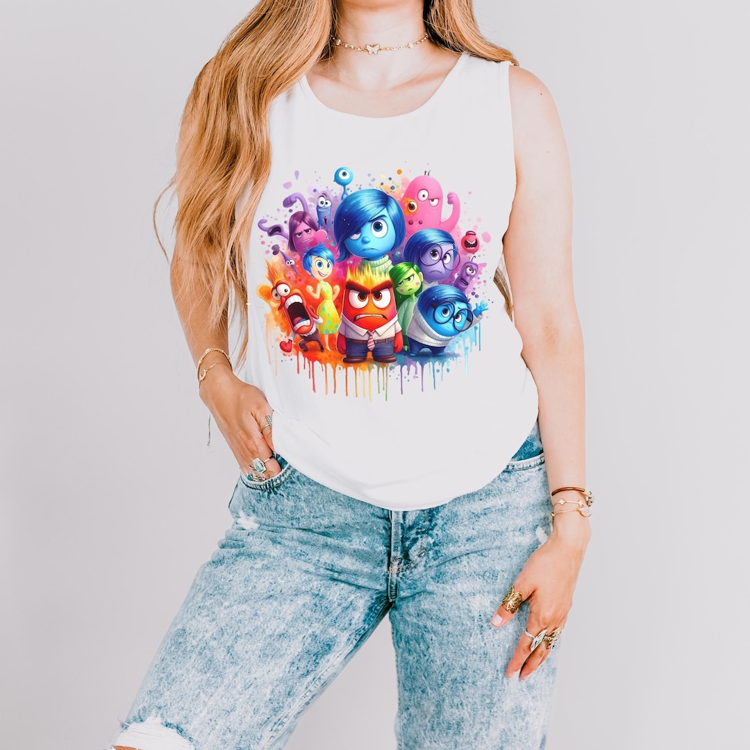 Colorful Emotion Cartoon Tank Top for Women, Inside Style Graphic Tee ...