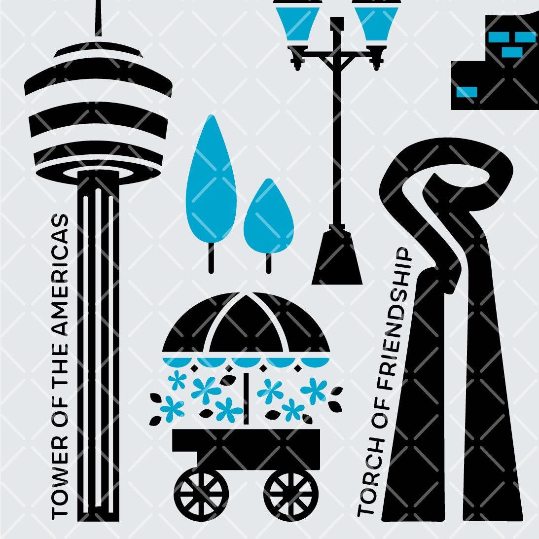 Professional Vector Icons - Texas San Antonio Alamo Fiesta. INSTANT ...