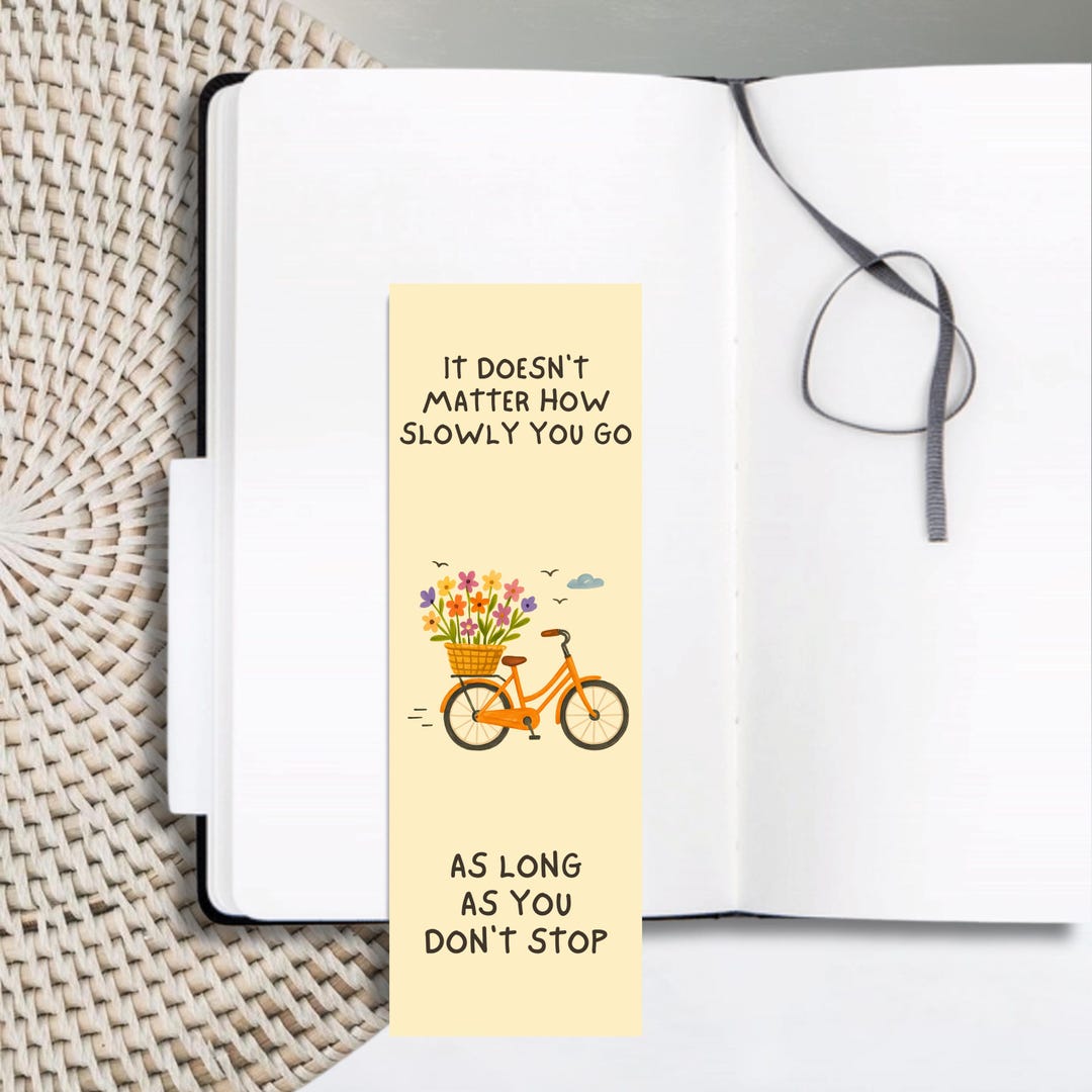 Motivational Bicycle Bookmark PNG – Printable 2x6 Inch Bookmark It ...