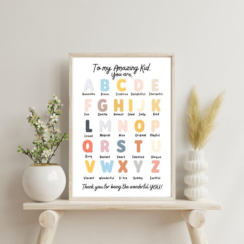 Printable Poster A to Z Positive Words – Alphabet Wall Art for Kids - Etsy