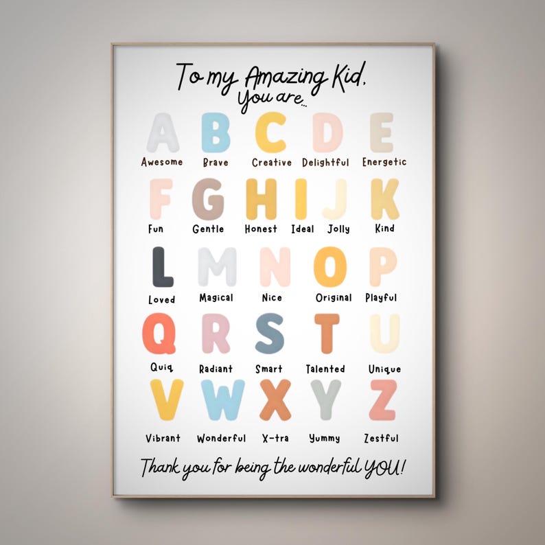 Printable Poster A to Z Positive Words – Alphabet Wall Art for Kids - Etsy
