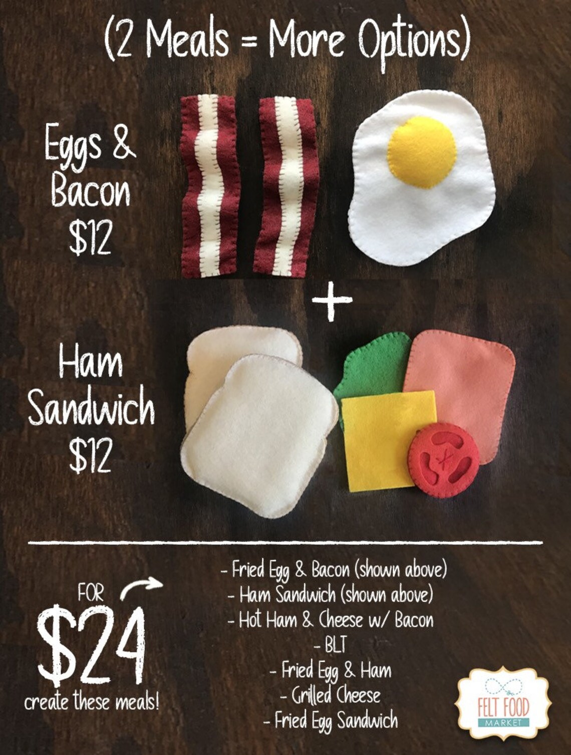 Felt Play Food Ham Sandwich felt Food Pretend Play Kids - Etsy