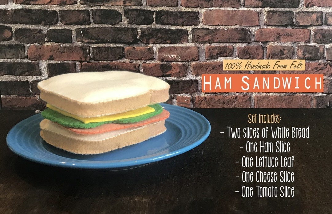 Felt Play Food - Ham Sandwich (felt Food, Pretend Play Kids Kitchen ...
