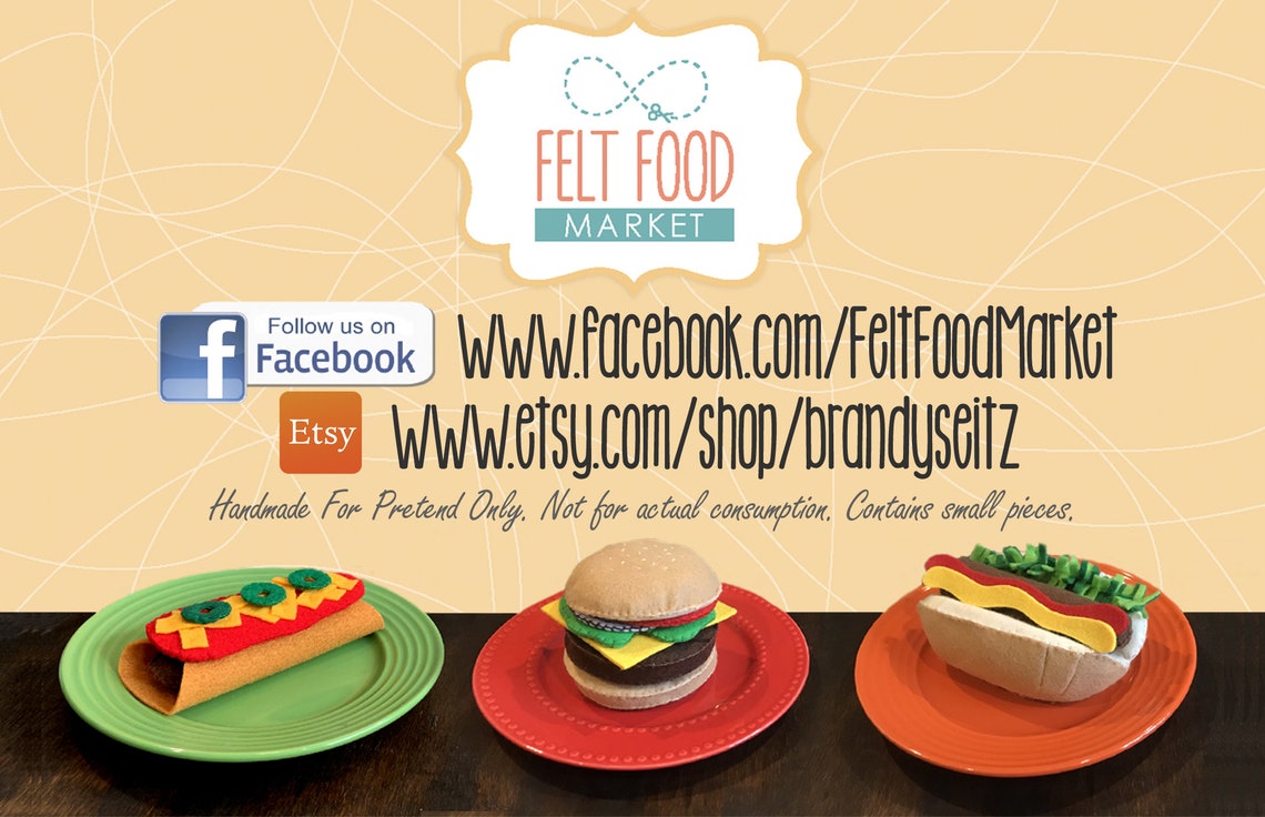 Felt Play Food - T-bone Steak Dinner (felt Food, Pretend Play Kids ...