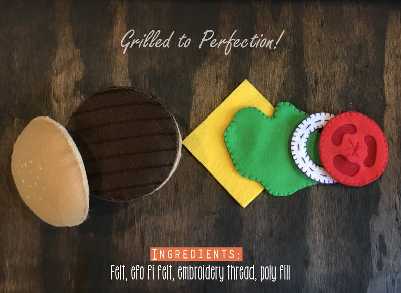 Felt Play Food - Cheeseburger - Hamburger - Felt Food (felt Food ...