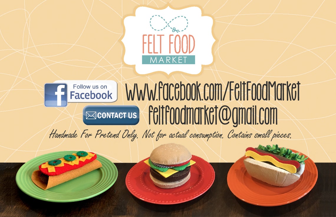 Felt Play Food - Cheeseburger - Hamburger - Felt Food (felt Food ...