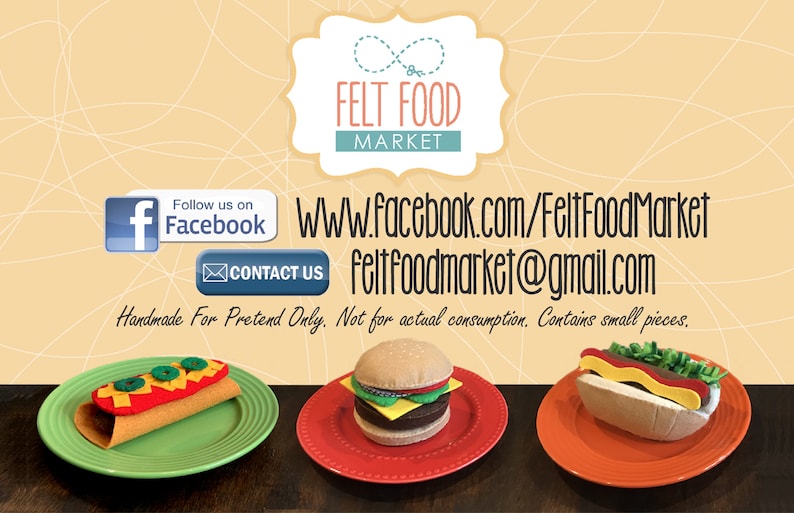 Felt Play Food - Cheeseburger - Hamburger - Felt Food (felt Food ...
