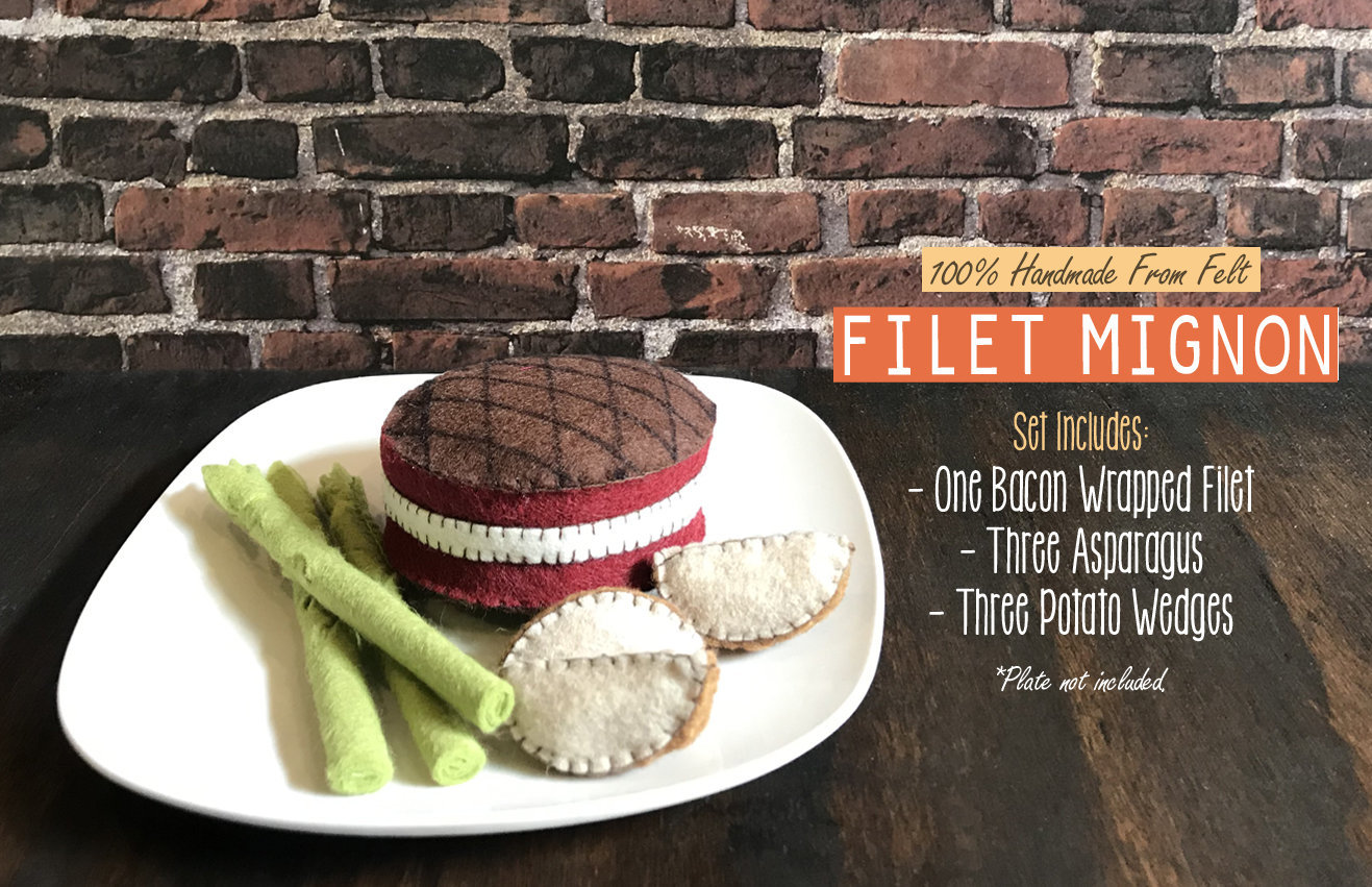 Felt Play Food - Filet Mignon - Felt Food, Pretend Play Kids Kitchen ...