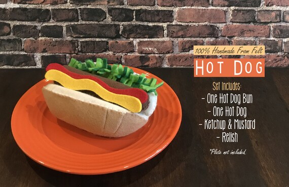 Hot Dog Felt Food felt Food Pretend Play Kids Kitchen - Etsy