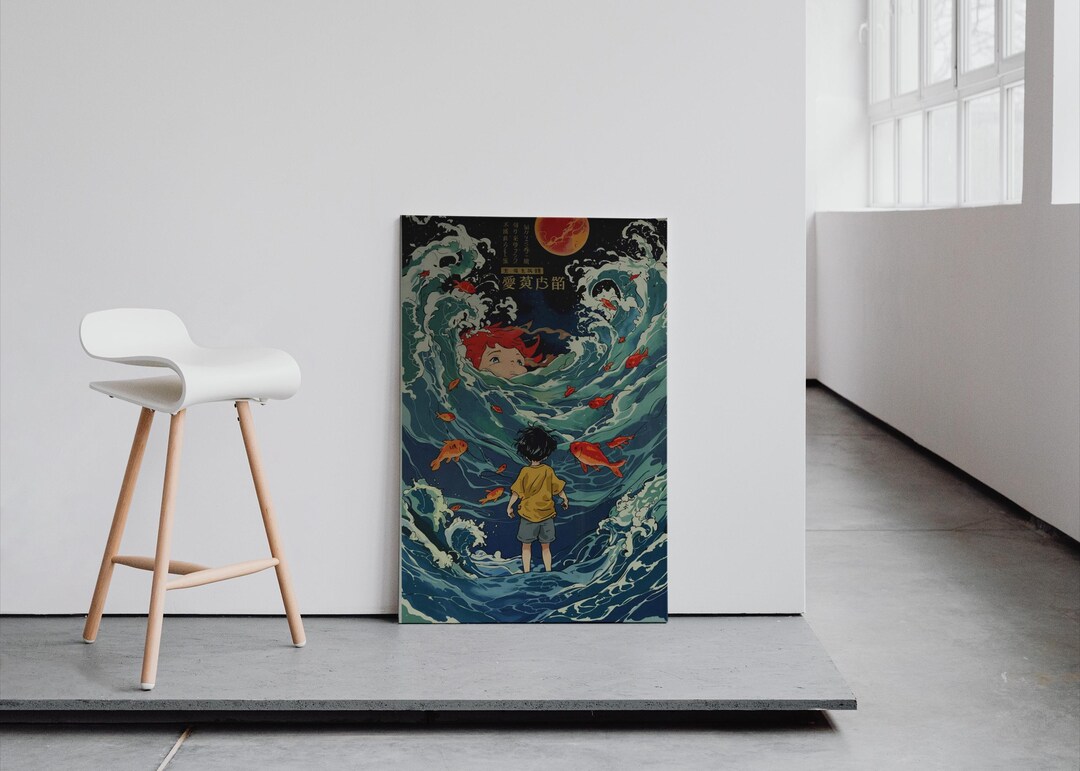 Ponyo Poster Studio Ghibli Wall Art Japanese Anime Print Hayao Miyazaki ...
