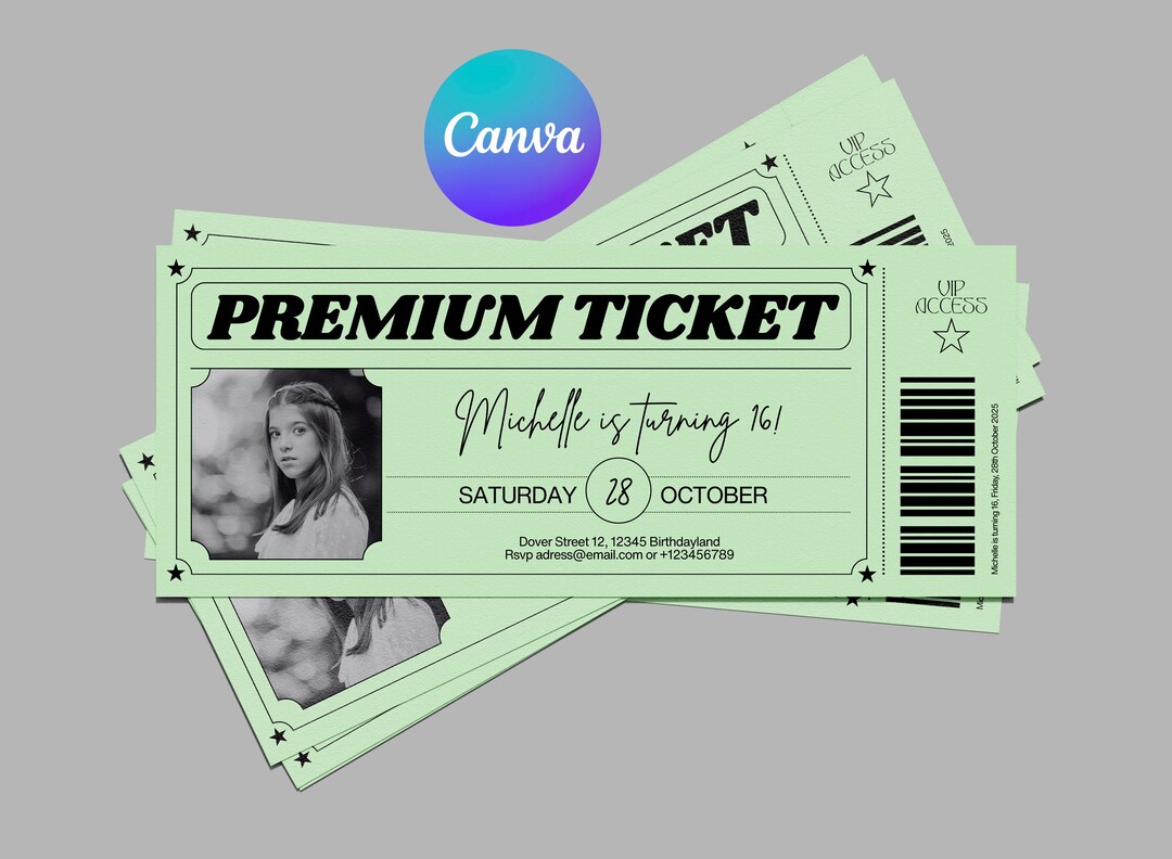Canva Template Invitation Ticket - Etsy