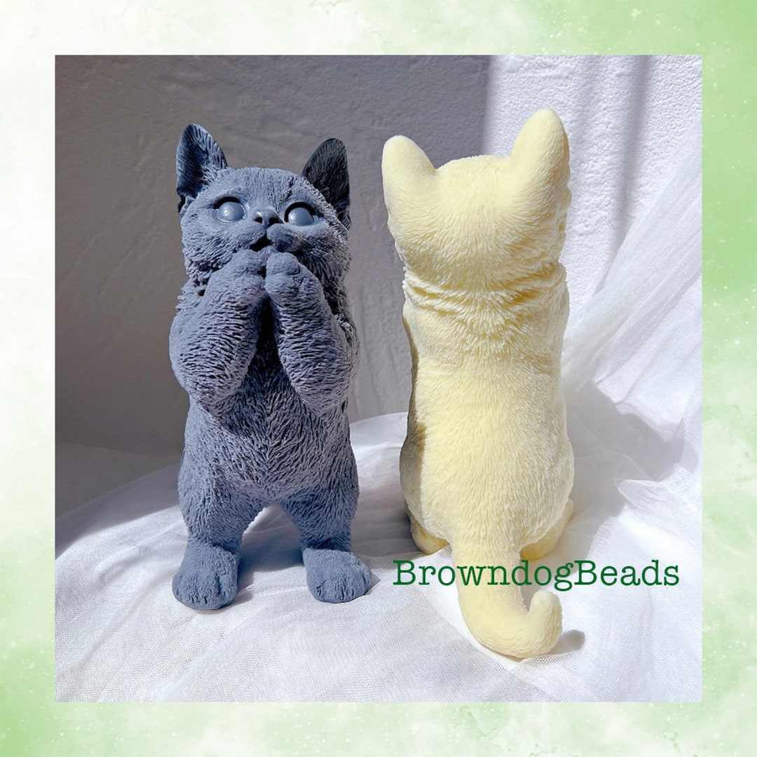 Large Standing Cat Silicone Mold Animal Soy Wax Candle Silicone Mould ...