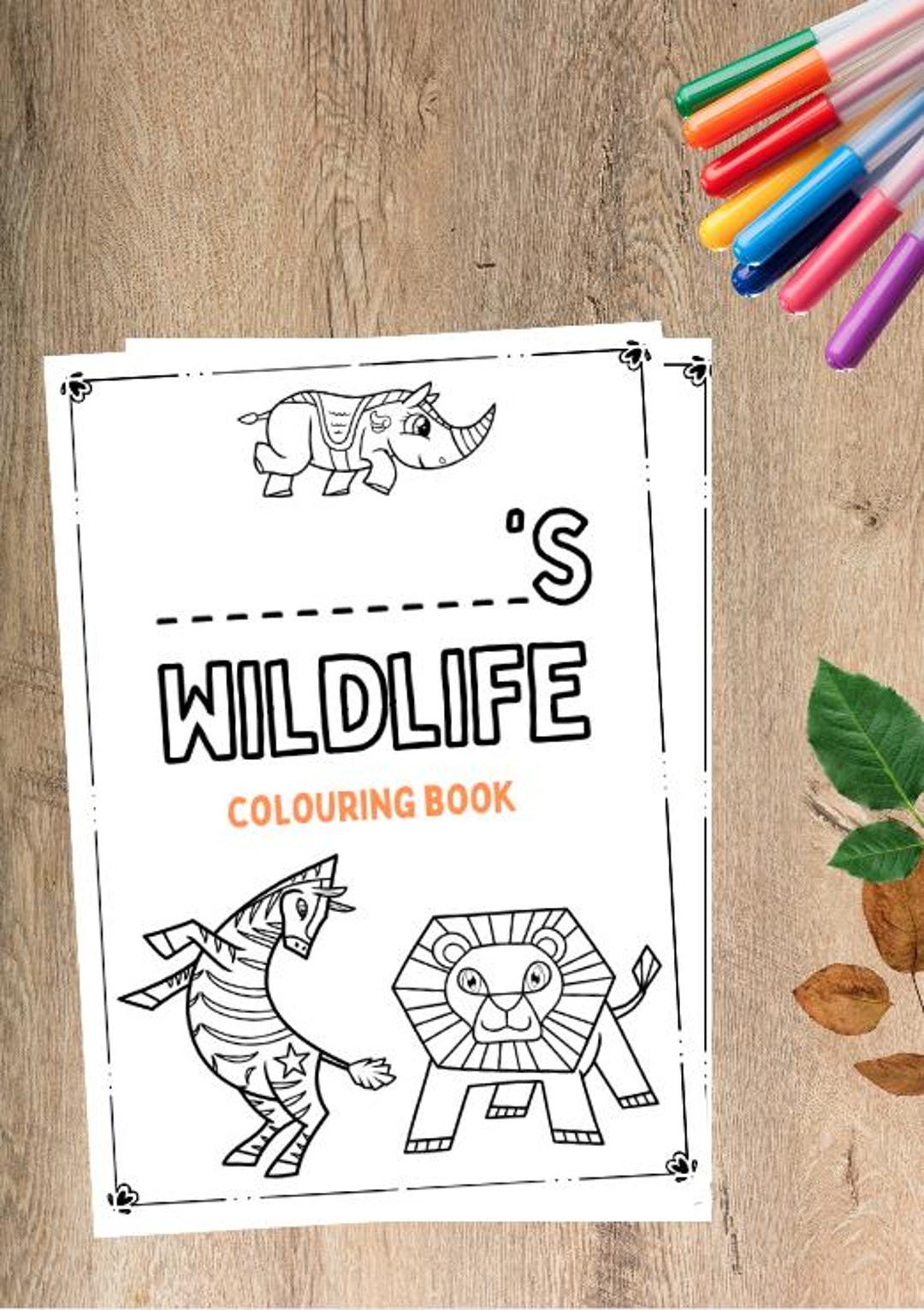 Kids Printable Wildlife Themed Animal Colouring PDF Book - Etsy