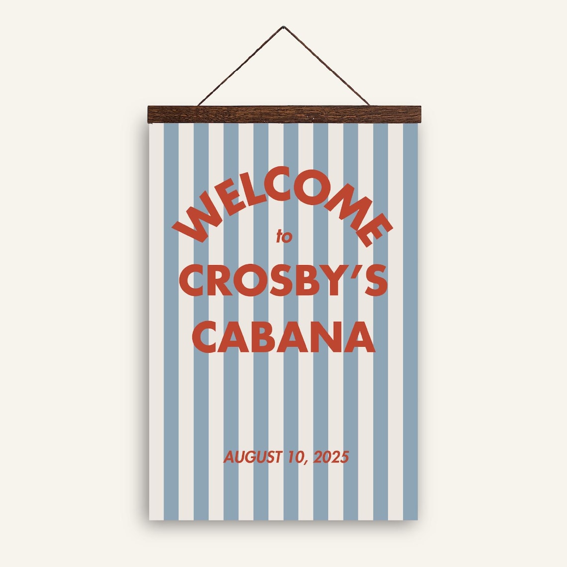 Cabana Stripe Welcome Sign: Beach Party Decor (canva Template) - Etsy