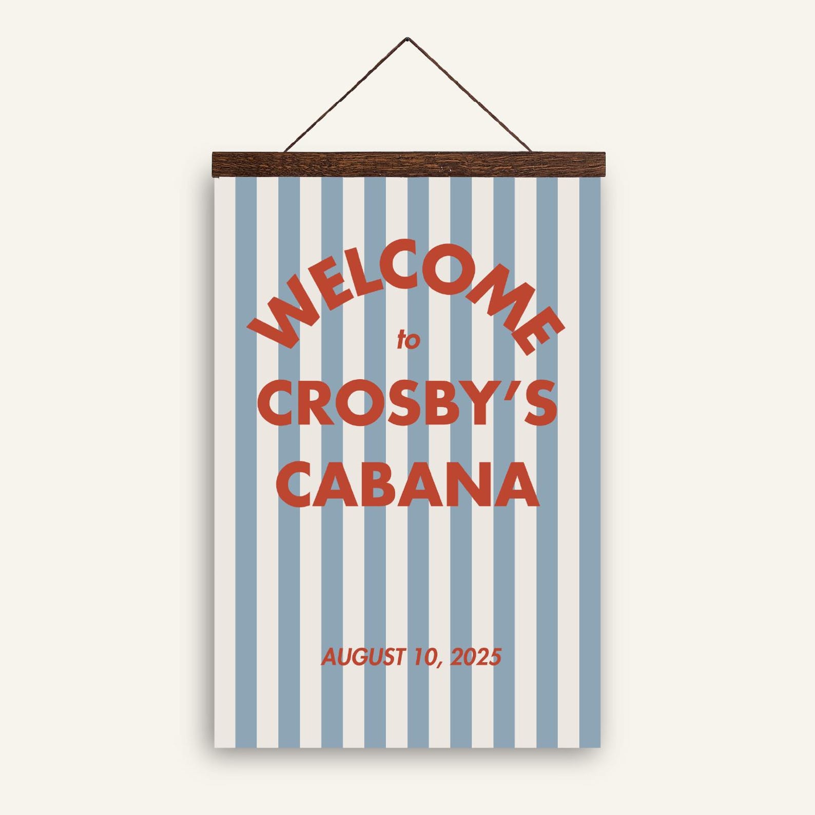 Cabana Stripe Welcome Sign: Beach Party Decor (canva Template) - Etsy