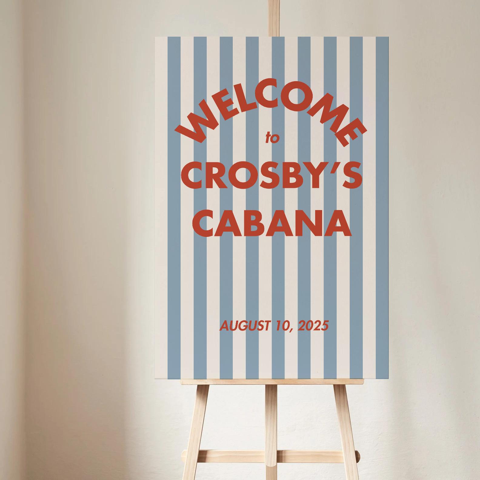 Cabana Stripe Welcome Sign: Beach Party Decor (canva Template) - Etsy