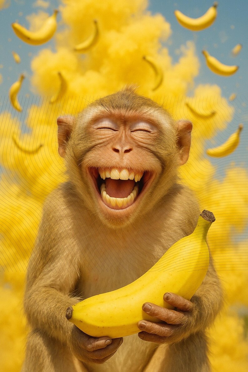 Funny Monkey Wall Art – Banana Explosion Poster | A3 Animal Print ...