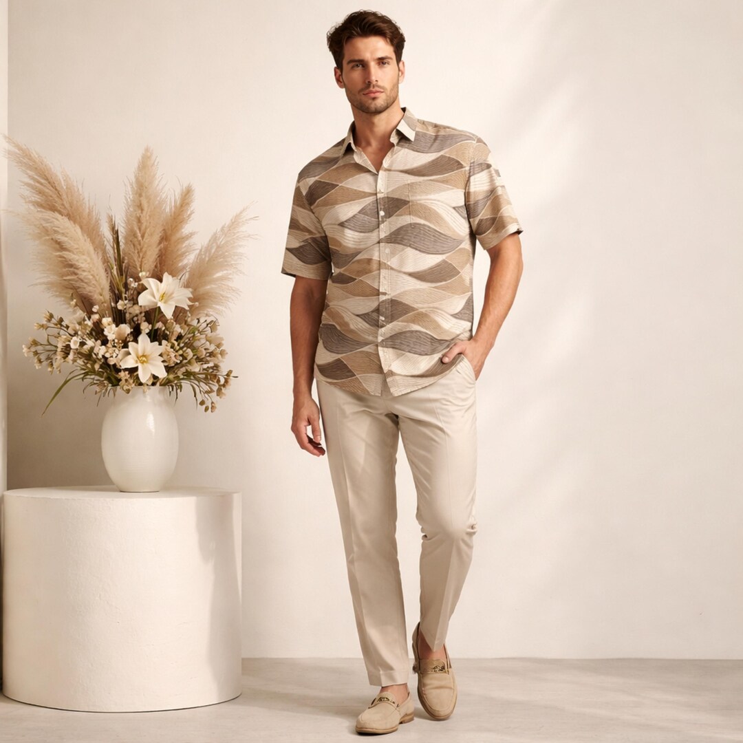 Sahara Drift Weave Button Shirt – Earth Tone AOP - Etsy