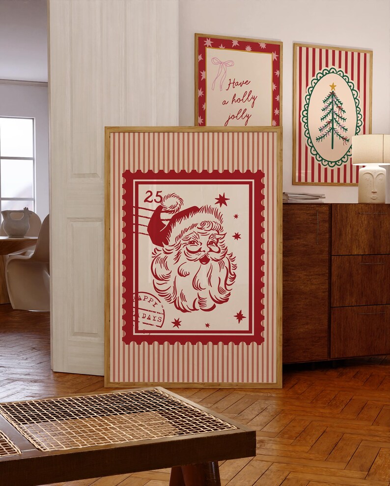 Retro Santa Print: Charming Christmas, Santa Poster, Christmas ...