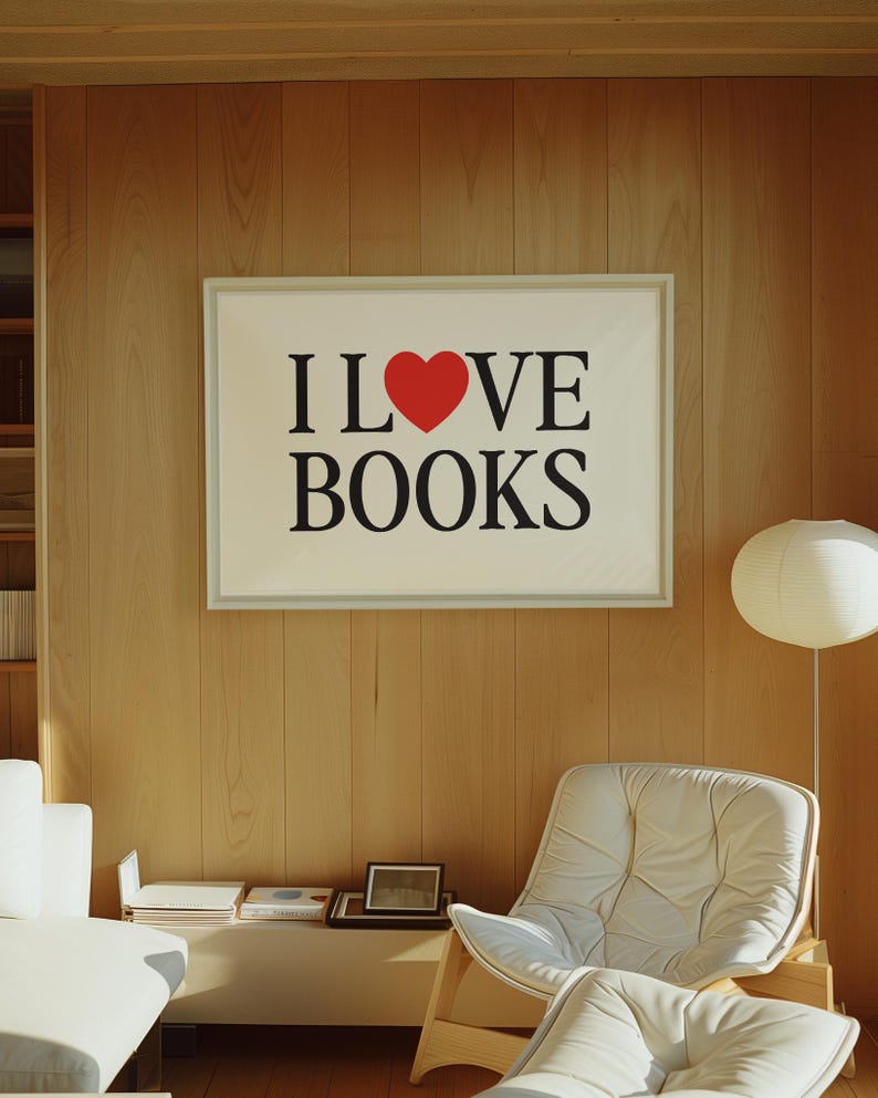 Library Decor: I Love Books Print, Book Lover Gifts, Typography Prints ...