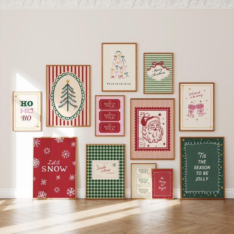 Retro Christmas Prints: Coquette Christmas, Christmas Typography ...