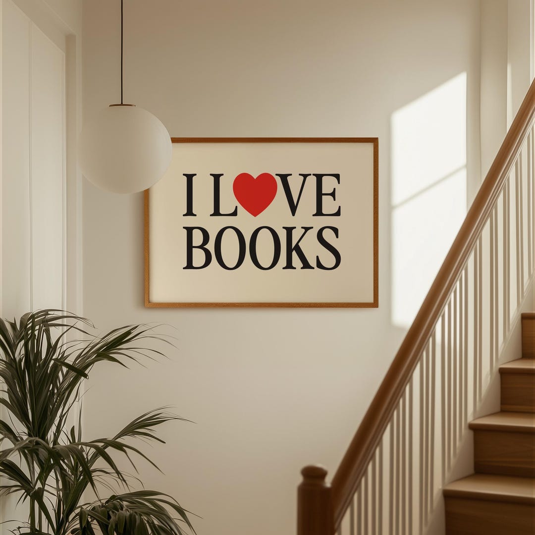 Library Decor: I Love Books Print, Book Lover Gifts, Typography Prints ...