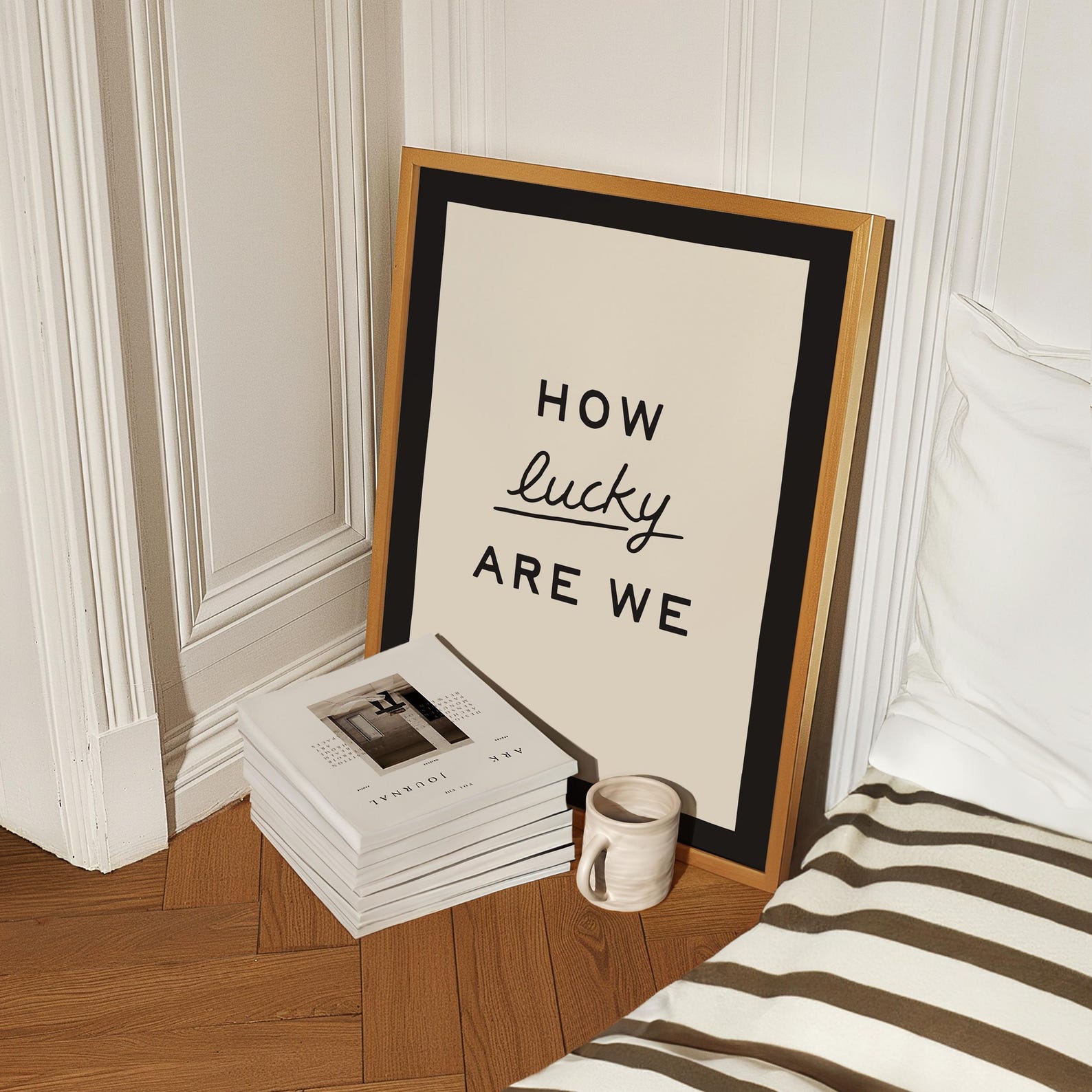 How Lucky Are We Print: Hand Lettering With Cursive Text (digital ...