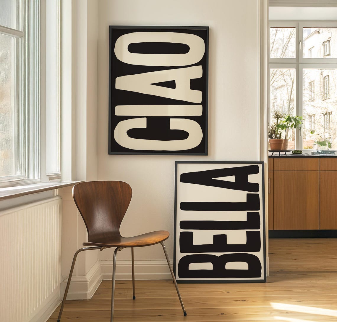 Ciao Bella Print Set of 2: Trendy Poster, Typography Prints, Italian ...