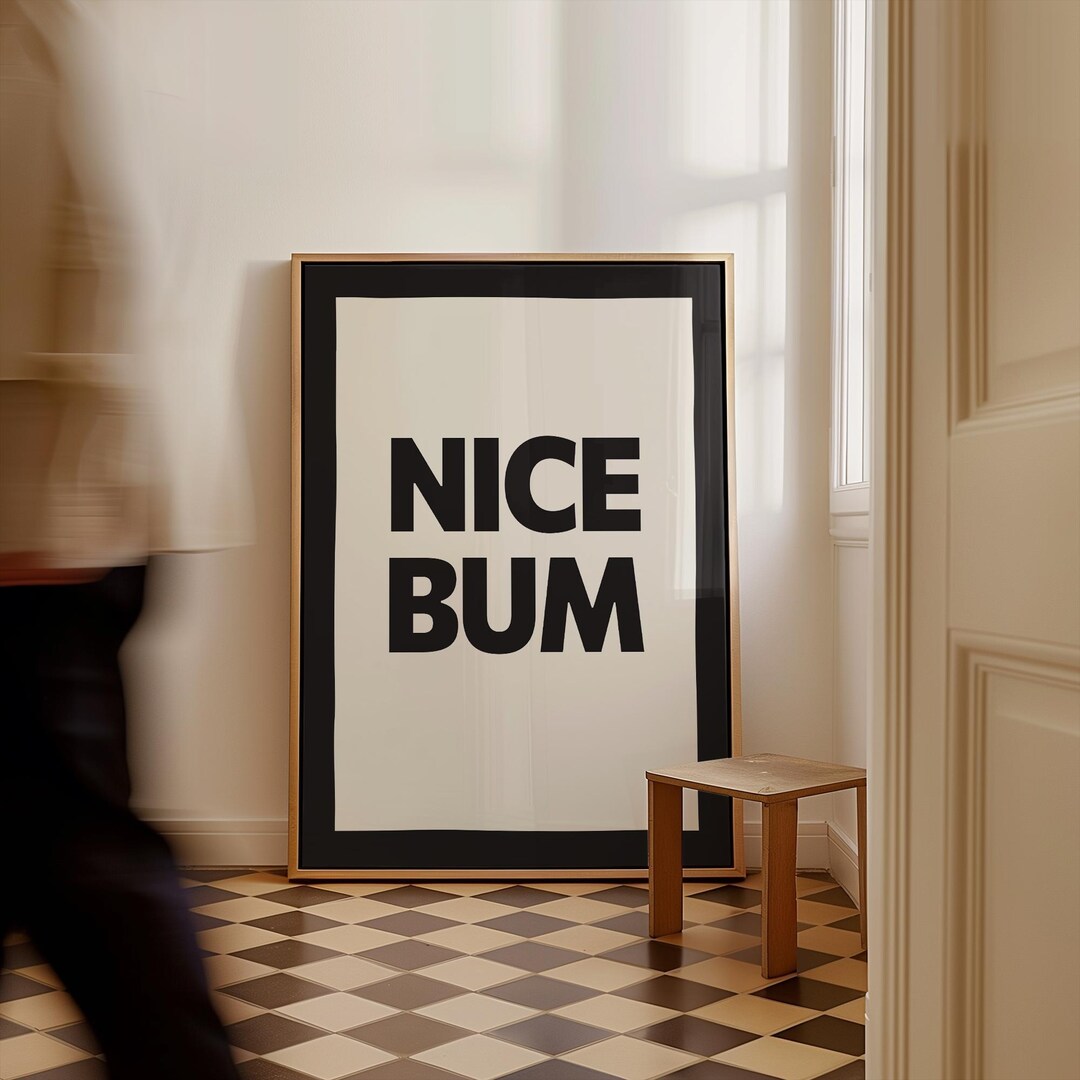 Funny Bathroom Print: Nice Bum Print, Restroom Wall Decor, Typography ...