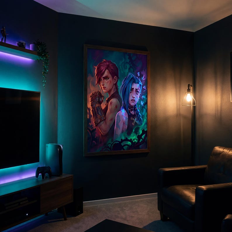 Poster Arcane Characters, Jinx Vi Wall Art, League of Legends Print ...