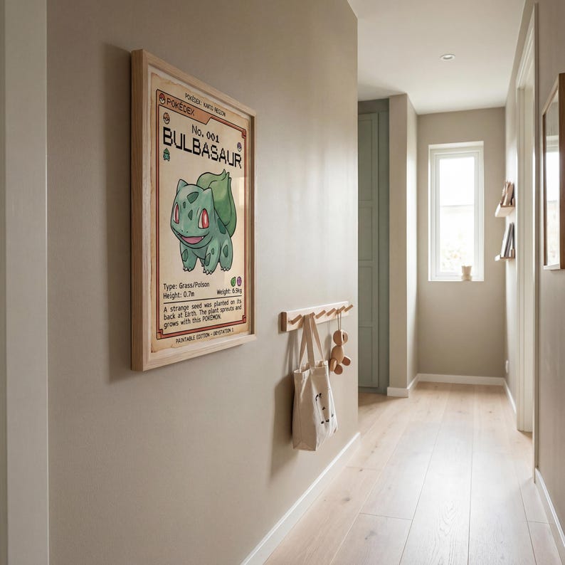 Bulbasaur Pokemon Wall Art Printable, Pokedex Poster, Retro Gaming ...