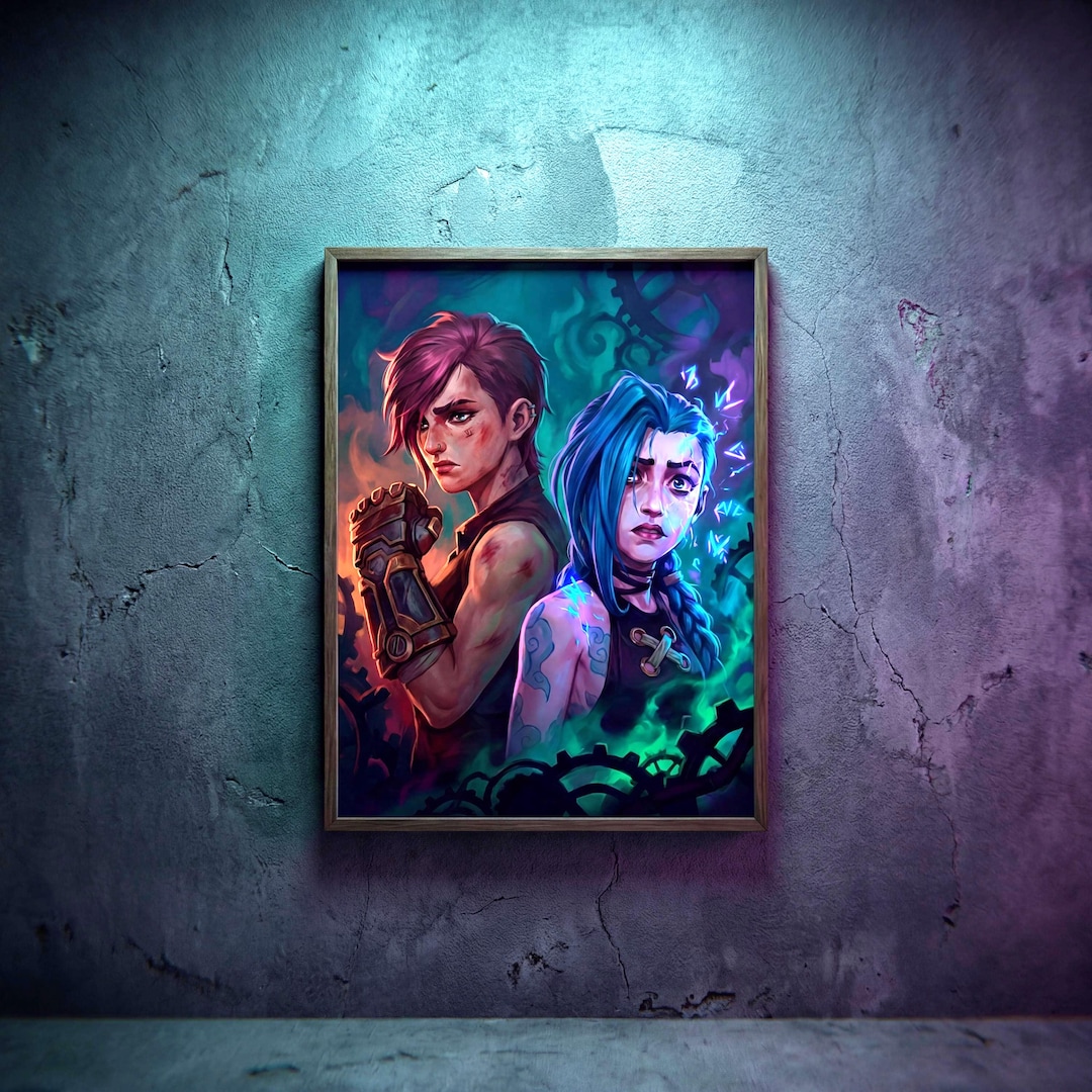 Poster Arcane Characters, Jinx Vi Wall Art, League of Legends Print ...