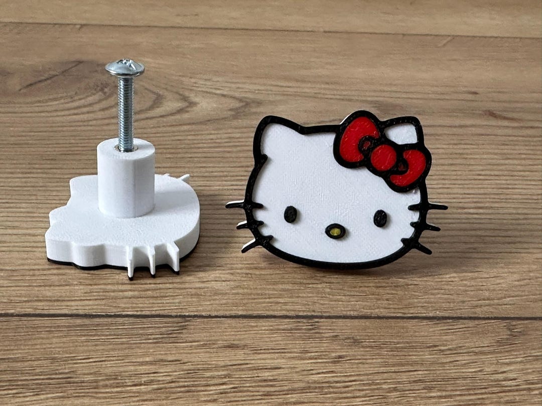 Kitty Inspired Drawer Knob: 3D Printed Kids Room Decor - Etsy