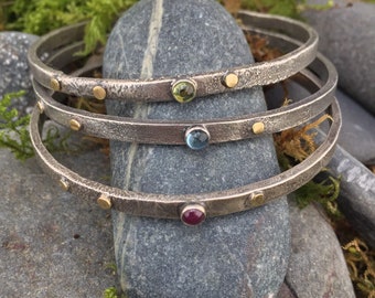 Silver Agate Cuff, Textured Cuff, Silver Statement Bracelet, Artisan ...