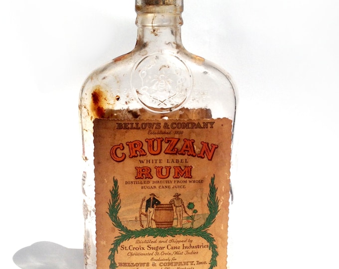 Antique Bellows & Company Cruzan White Label Rum Bottle - Distilled by ...