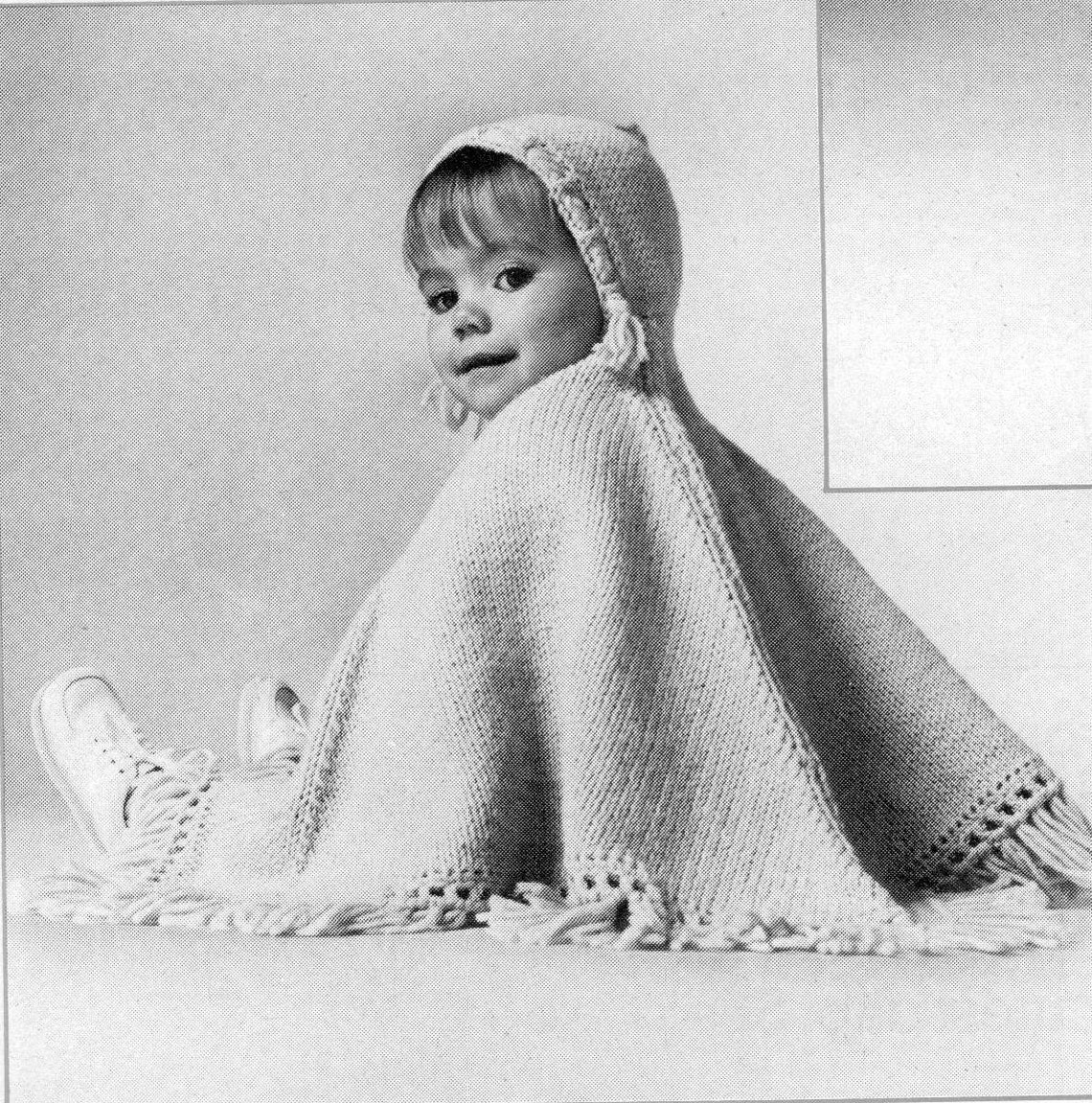 Hooded Children’s Cape Poncho Knitting Pattern PDF – Toddler Pullover ...