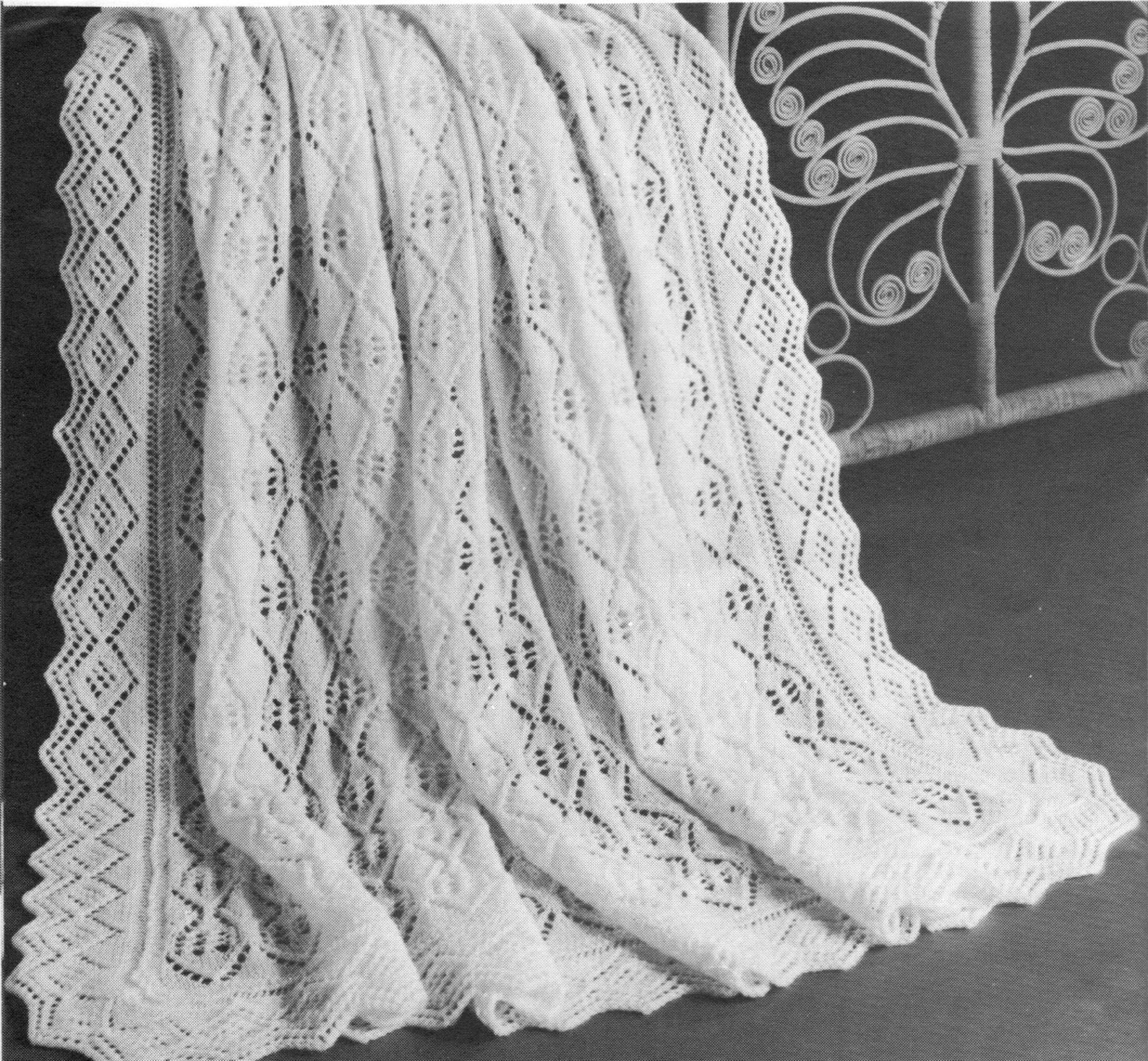 Vintage Knitting Pattern Baby Princess Charlotte Style Blanket Shawl ...